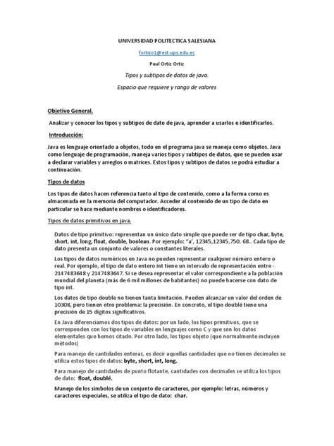 tipos de datos java pdf tipo de datos poco