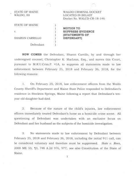 Motion To Suppress Statements Of Defendant Pdf