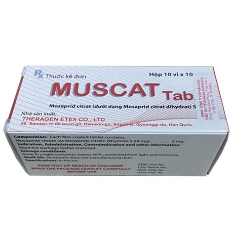 Điều Trị Viêm Dạ Dày Mạn Tính Muscat Tab 5mg Theragen Etex Hộp 10 Vỉ X