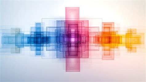 Abstract Colorful Rectangle Background Dynamic Overlapping Shapes And Translucent Textures Stock