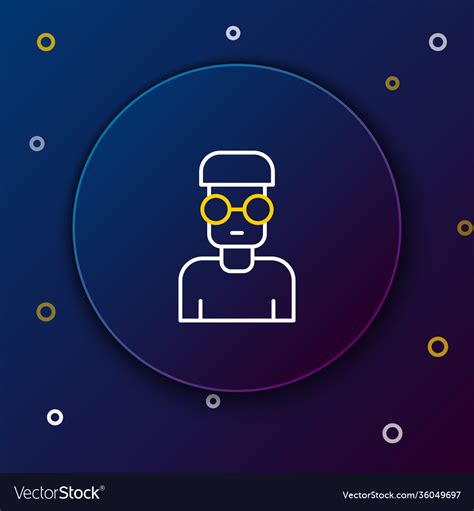 Line Nerd Geek Icon Isolated On Blue Background Vector Image