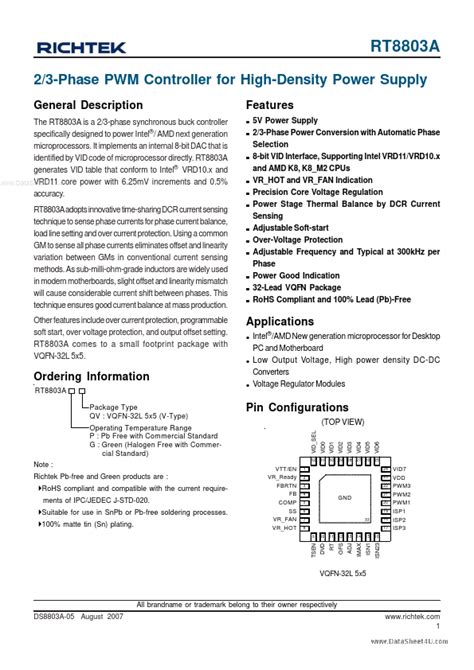 rt8803a 2 3 phase pwm controller richtek technology