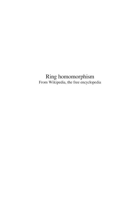 Pdf Ring Homomorphism Dokumentips
