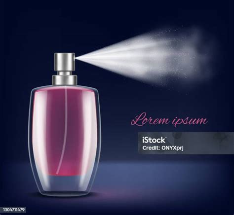 화장품 스프레이 미용 증기 증기 병 괜찮은 벡터 사실적인 일러스트 향수 미용 위생 제품에 대한 스톡 벡터 아트 및 기타 이미지 향수 미용 위생 제품 배너 표지판 안개