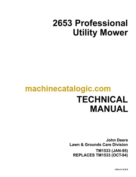 John Deere 2653 Professional Utility Mower Technical Manual Tm1533