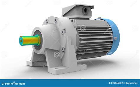 3d Rendering Electric Motor Shaft Finite Element Analysis Royalty