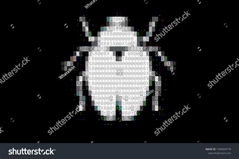 Pixel Art Computer Bug Data Breach Malware Royalty Free Stock