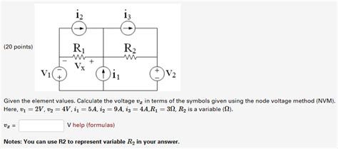 solved given the element values calculate the current v x