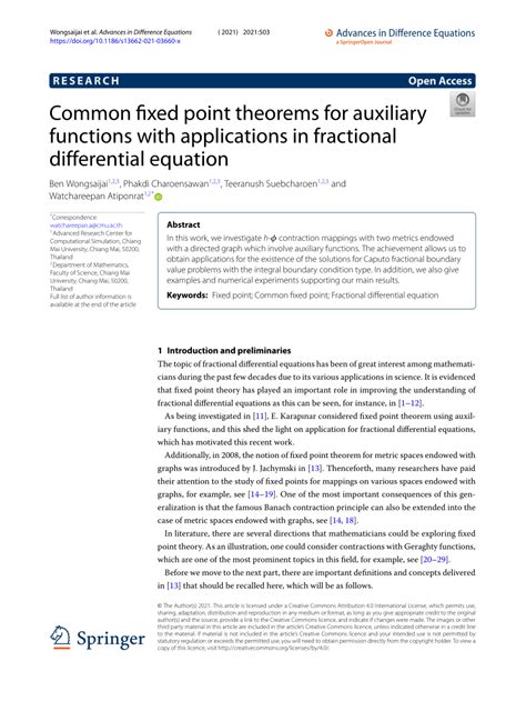 PDF Common Fixed Point Theorems For Auxiliary Functions With Applications In Fractional