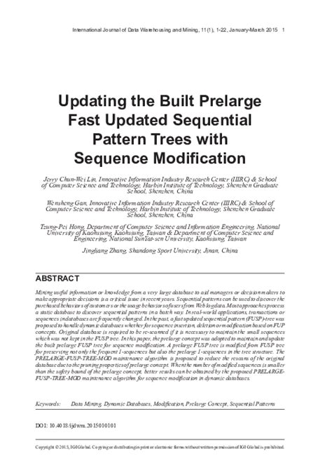 Pdf Updating The Built Prelarge Fast Updated Sequential Pattern Trees With Sequence Modification