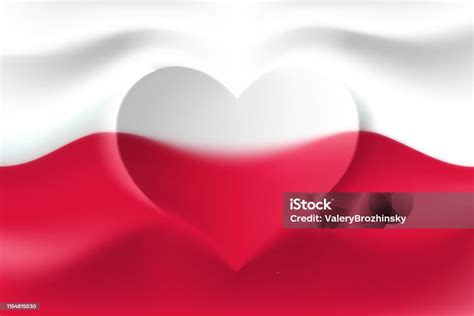 사랑으로 폴란드 심장 모양의 파도와 인도네시아 국기입니다 인도네시아어 국기의 색상 배경 심장 모양 벡터 일러스트 레이 션 개념에 대한 스톡 벡터 아트 및 기타 이미지