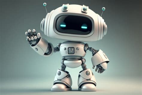 Playful Cute And Happy Toy Robot Android 3d Rendering Ai Generated Stock Illustration