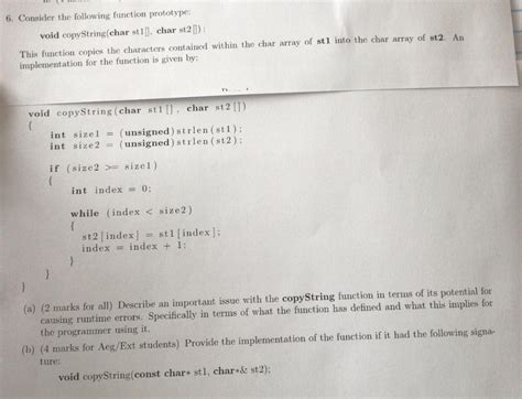 Solved 6 Consider The Following Function Prototype Void