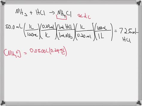 SOLVED: Calculate the pH at the equivalence point for the titration of 50.0 mL of 0.29 M NH3 ...
