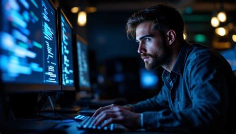 Free Coding Through Night Photo Coding Developer Programming Download At Stockcake