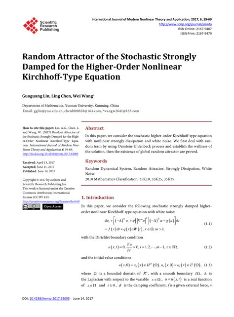 Pdf Random Attractor Of The Stochastic Strongly Damped For The Higher Order Nonlinear