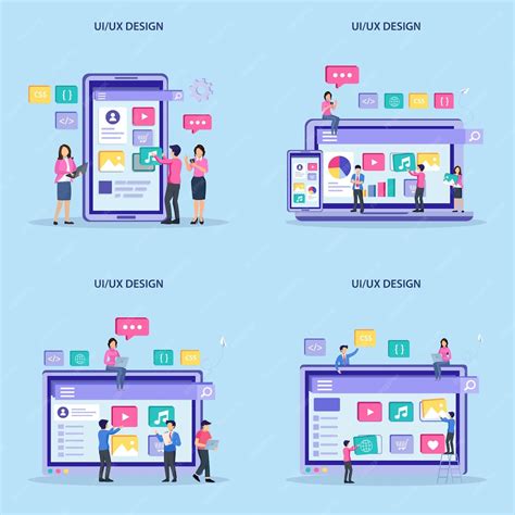 Premium Vector Ui Ux Design Concept Creating An Application Design Content And Text Place