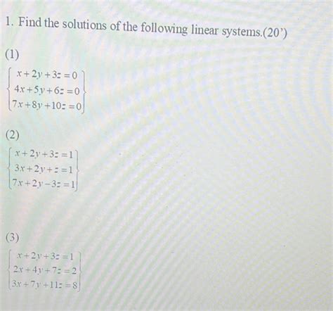 Solved 1 Find The Solutions Of The Following Linear