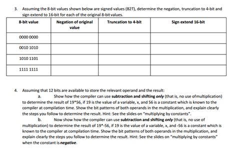 Solved Assuming The 8 Bit Values Shown Below Are Signed