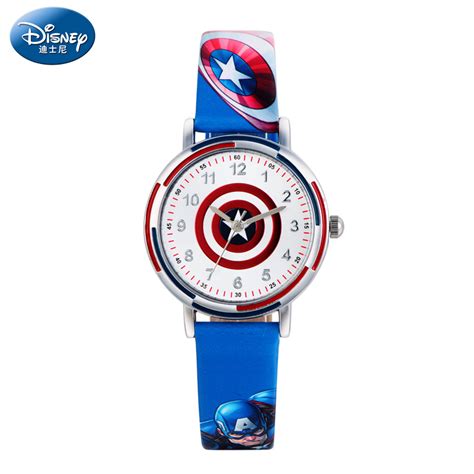 迪士尼美国队长儿童手表男孩蜘蛛侠石英卡通表男童小学生皮带童表虎窝淘