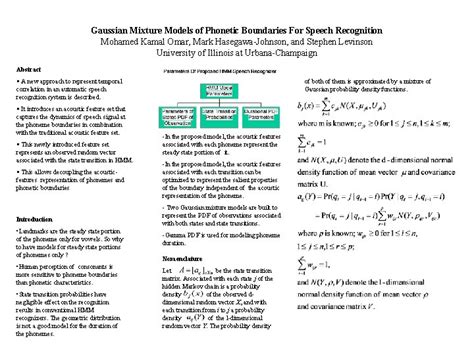 Gaussian Mixture Models Of Phonetic Boundaries For Speech