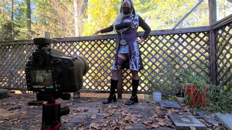 Big Fake Tits Crossdresser Short Skirt Corset Photoshoot Masturbation
