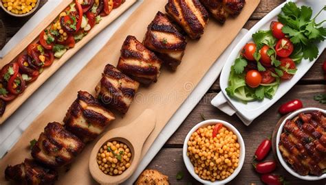 Grilled Meat With Sides Stock Illustration Illustration Of Meat
