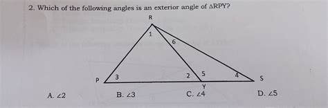 solved 2 which of the following angles is an exterior angle of delta