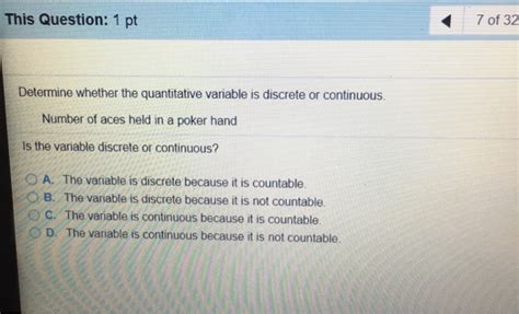 Solved Determine Whether The Quantitative Variable Is Chegg