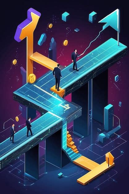 Businessman Steps Forward Navigating The Blockchain Path To Future