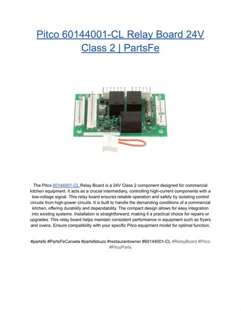 Ppt Pitco 60144001 Cl Relay Board 24v Class 2 Partsfe Powerpoint