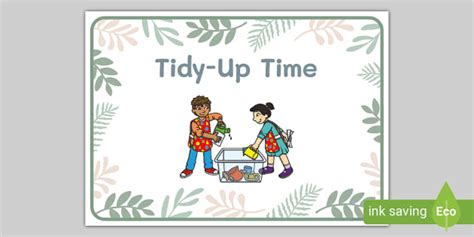 EYFS Botanical Themed Tidy Up Time Display Poster Twinkl