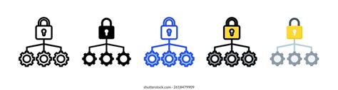 Security Framework Icon Collection Multiple Styles Stock Vector