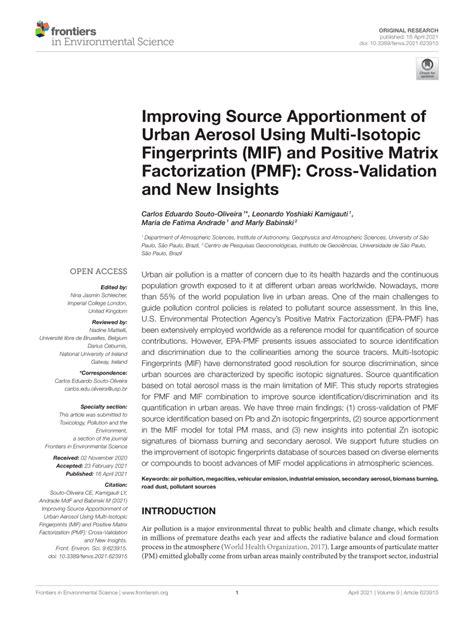 Pdf Improving Source Apportionment Of Urban Aerosol Using Multi