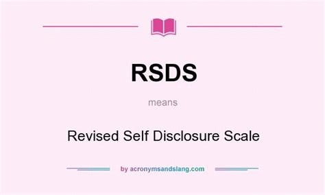 Rsds Revised Self Disclosure Scale In Undefined By
