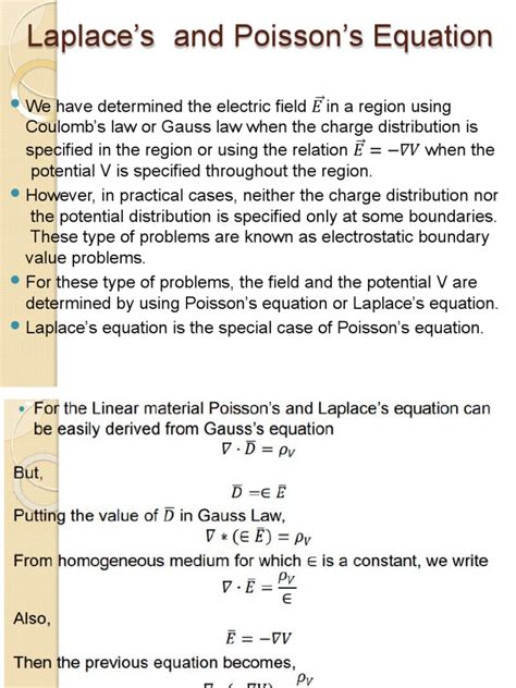 Laplace And Poissons Equation Pdf Electrostatics Physics