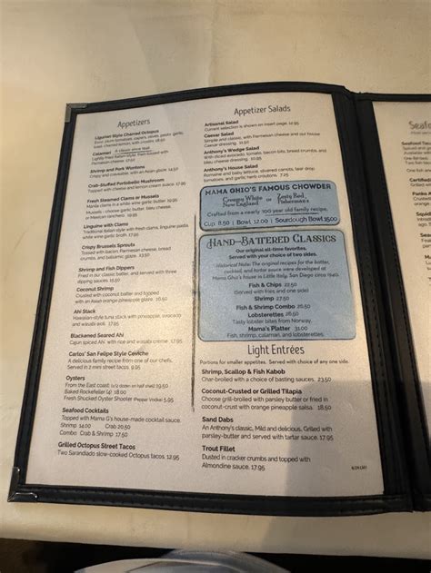 Anthonys Fish Grotto Menu Updated 2026