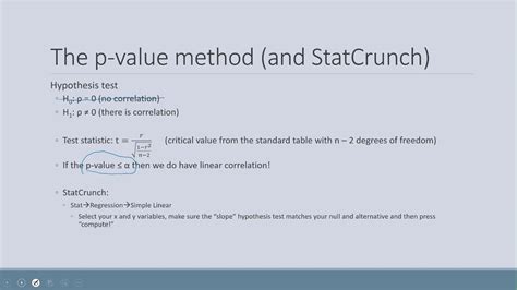 Linear Correlation And Hypothesis Testing Including Statcrunch Part 1 Youtube