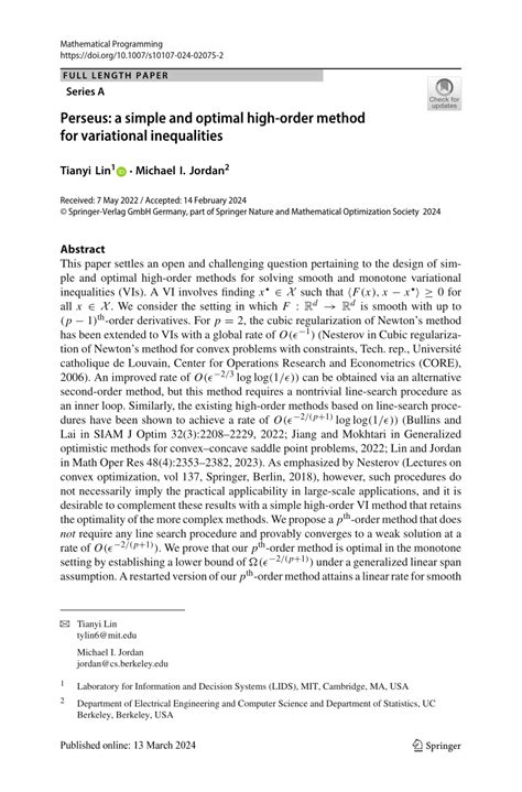 Pdf Perseus A Simple And Optimal High Order Method For Variational Inequalities