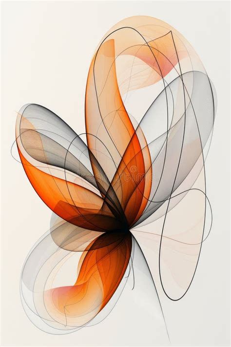 Abstract Minimalist Art Piece Featuring An Orange And Gray Butterfly