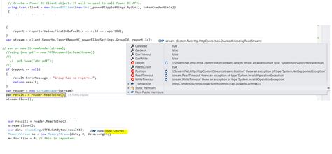 Net Core PowerBI ExportReport Stream Format Stack Overflow