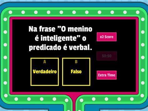 Predicado Nominal E Predicado Verbal 2 Gameshow Quiz