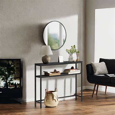 Ledrem 315 Modern 2 Tier Console Table Narrow Sofa Table With