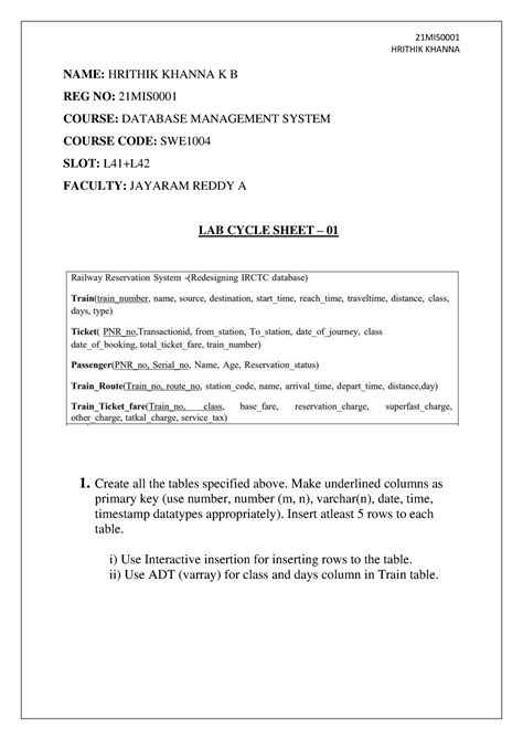 Dbms Lab Ass Final Lab Assignment Hrithik Khanna Name Hrithik Khanna K B Reg No 21mis