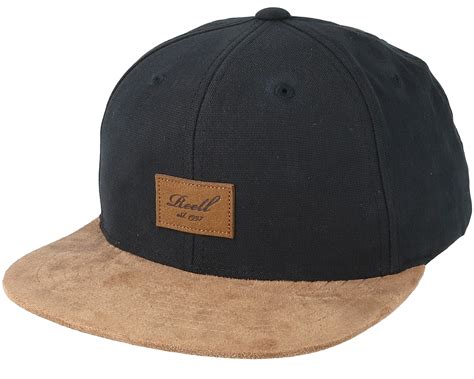 Suede Black Snapback Reell Caps