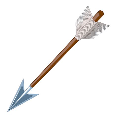 Premium Vector Wooden Arrow With Steel Tip And Plumage Isolated On A