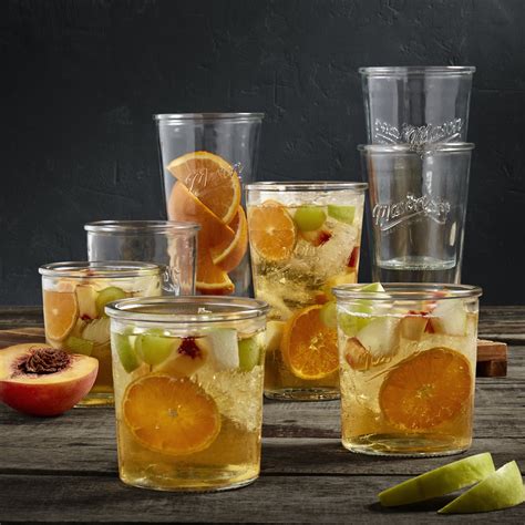 Mason Craft And More 8 Piece Glass Drinkware Set 4 Tall 20 Oz Tumblers 4 Short 15 Oz Tumblers