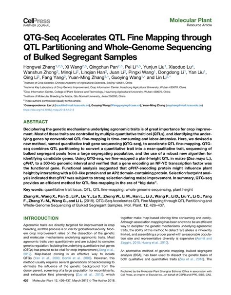 Pdf Qtg Seq Accelerates Qtl Fine Mapping Through Qtl Partitioning And Whole Genome Sequencing