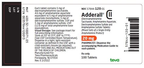 Adderall Package Insert