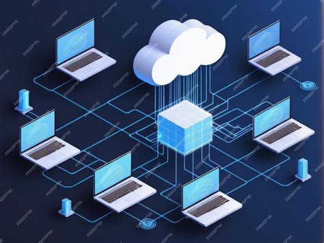Premium Vector Computer Network With Cloud Computing Concept 3d